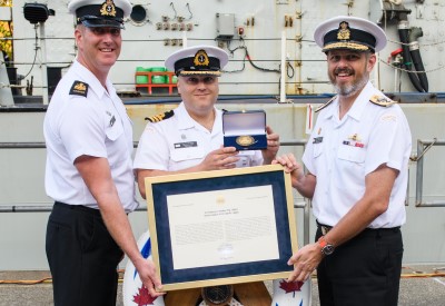 HMCS Calgary honoured for record drug seizures - Canada.ca