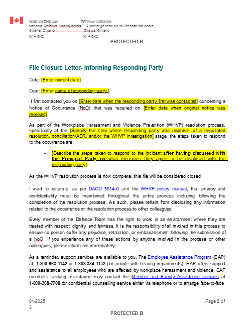 Workplace Harassment and Violence Prevention Communication Template ...