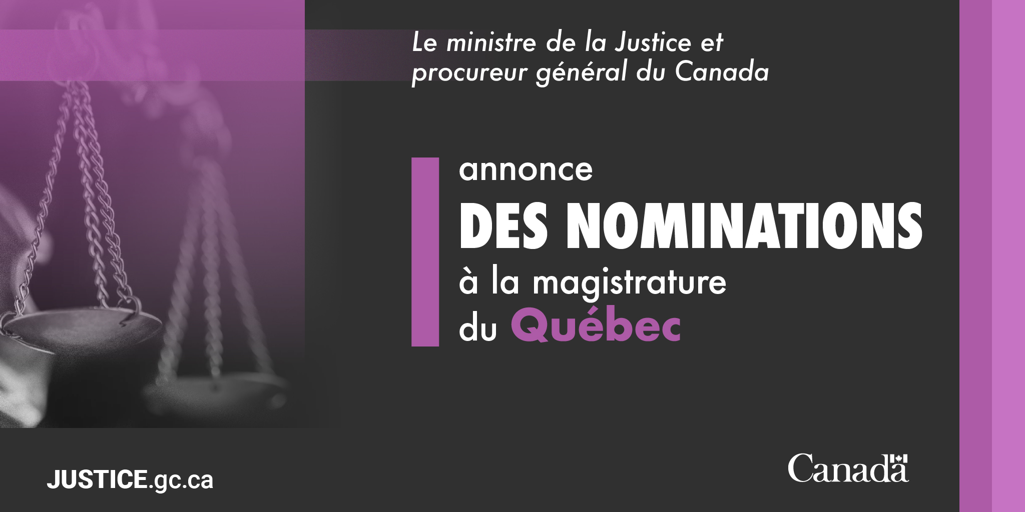 Le ministre de la Justice et procureur général du Canada annonce des ...