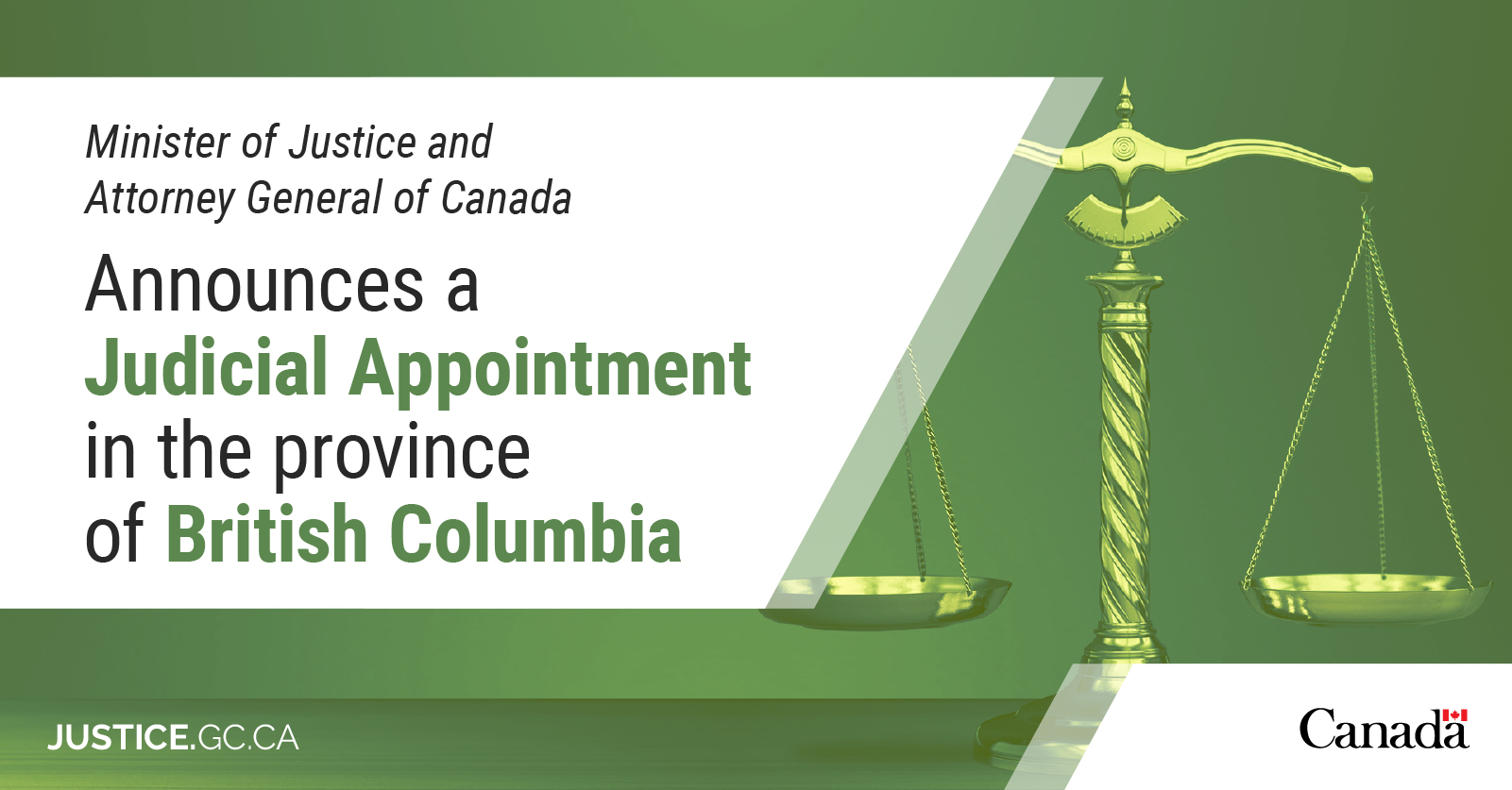 Minister of Justice and Attorney General of Canada announces a judicial ...