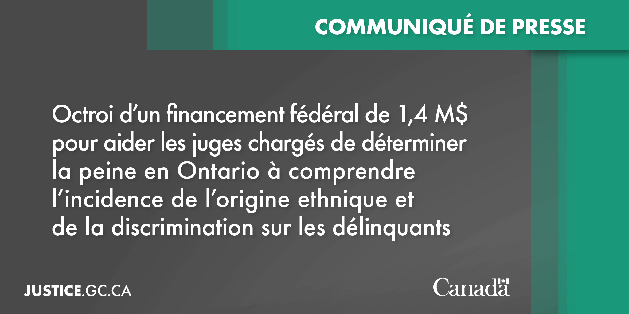 Octroi d’un financement fédéral pour aider les juges chargés de la ...
