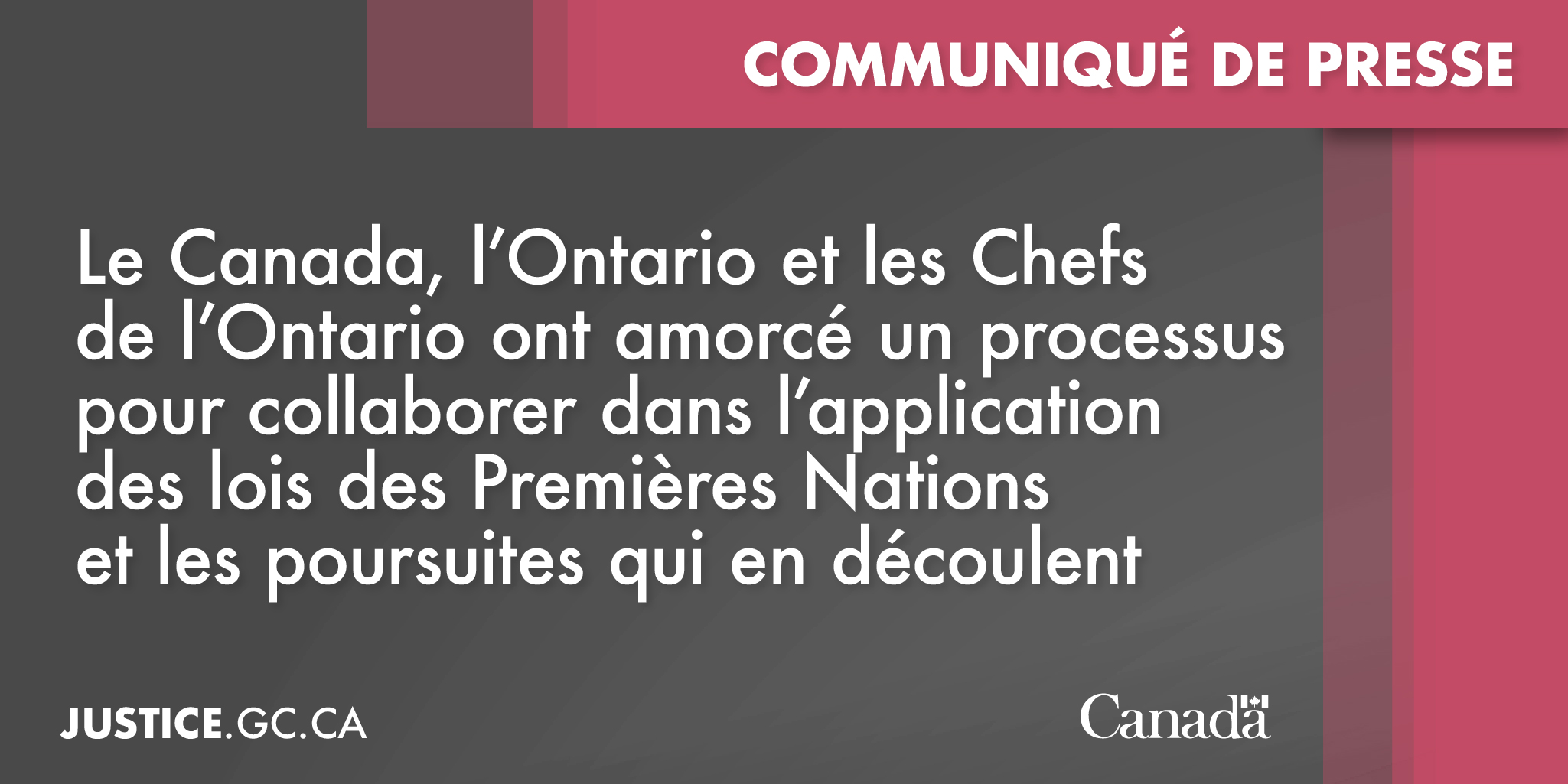 Le Canada, l’Ontario et les Chefs de l’Ontario ont amorcé un processus ...