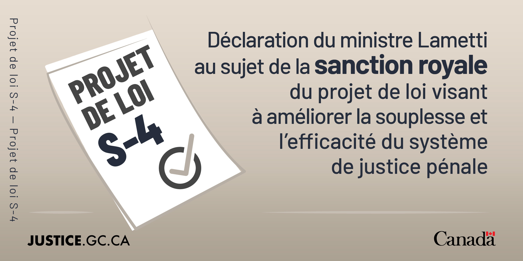 Déclaration du ministre Lametti au sujet de la sanction royale du ...