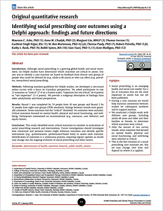 Identifying social prescribing core outcomes using a Delphi approach ...